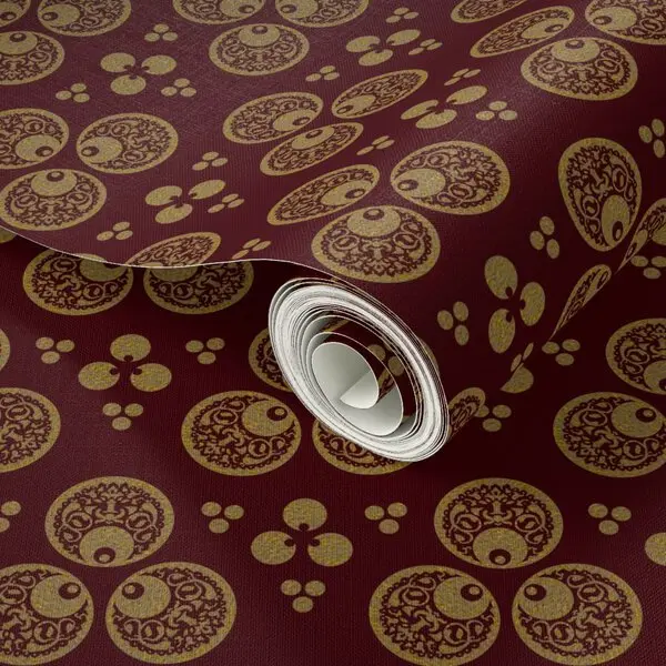 Spoonflower Medieval Sca Turkish Ottoman Cintamani Custom Pre-pasted Wallpaper - Brown,black