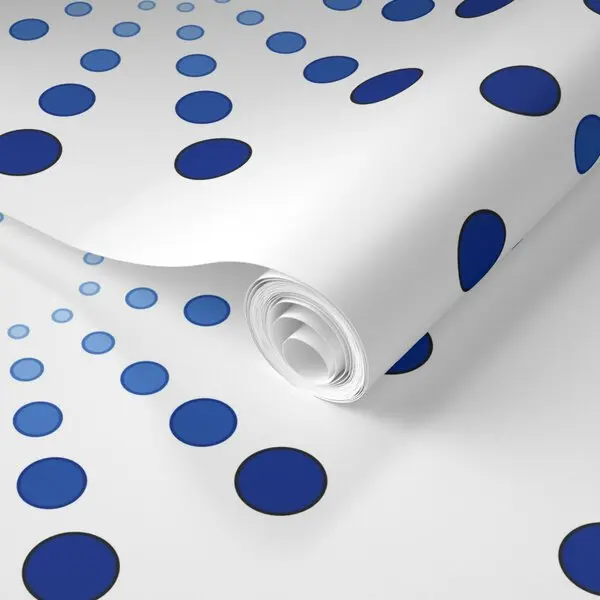 Spoonflower Blue Bright Circles Modern Geometric Pattern Bold Traditional Wallpaper - Blue,white