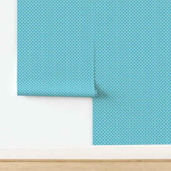 Spoonflower Scalloped Scallop Escallop Cool Colors Custom Pre-pasted Wallpaper - Blue