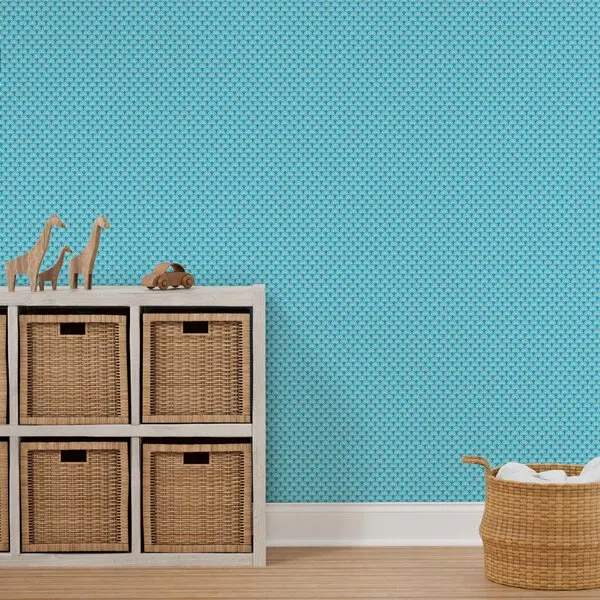 Spoonflower Scalloped Scallop Escallop Cool Colors Custom Pre-pasted Wallpaper - Blue