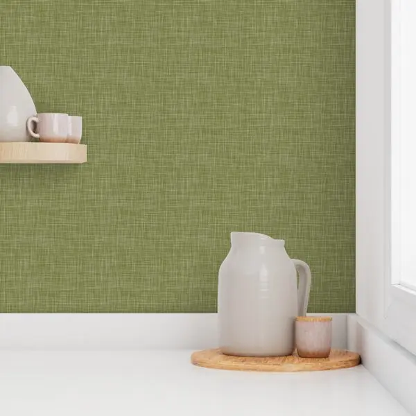 Spoonflower Avocado Texture Solid Custom Pre-pasted Wallpaper - Green