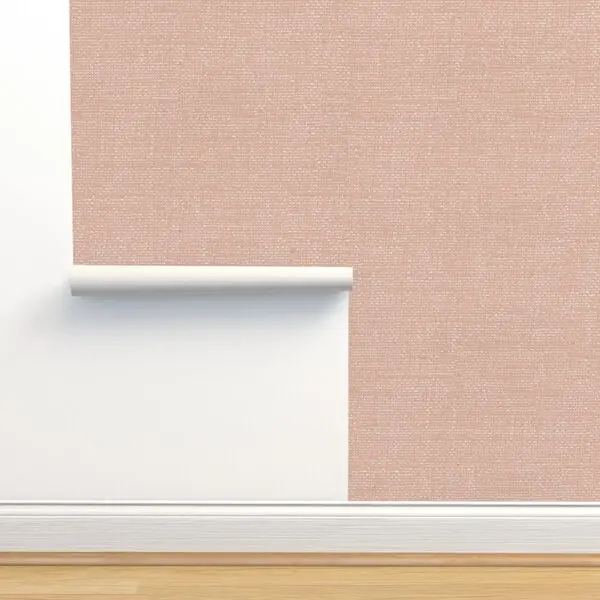 Spoonflower Blush Woven Textured Solid 100% Natural Sisal Grasscloth Wallcovering - Pink