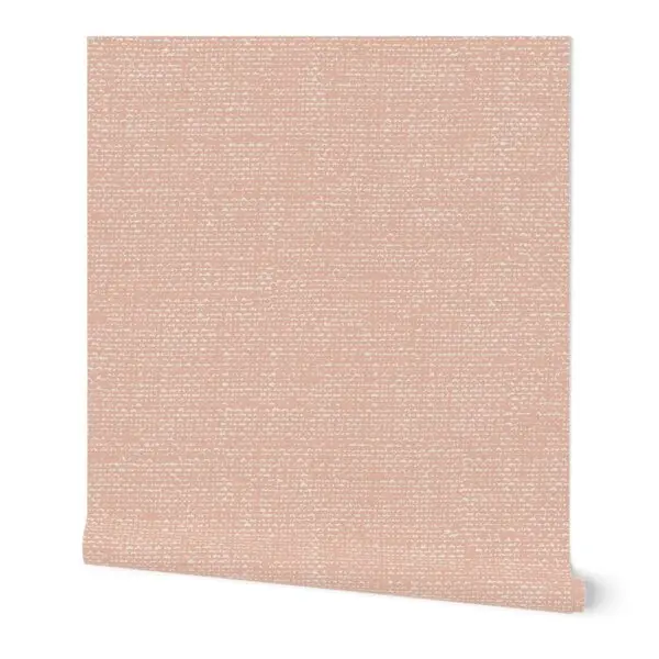 Spoonflower Blush Woven Textured Solid 100% Natural Sisal Grasscloth Wallcovering - Pink