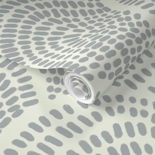 Spoonflower White Cream Grey Dots Abstract Elegant Subtle Custom Removable Wallpaper - Green,gray