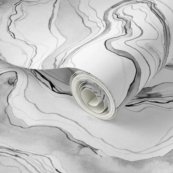 Spoonflower Marble Marbled Stone Texture Grey Marble Marbled Custom Pre-pasted Wallpaper