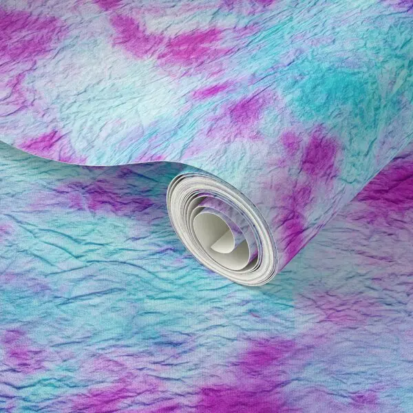 Spoonflower Blue Purple Texture Ice Cream Tie Dye Wrinkle Traditional Wallpaper - Blue,purple