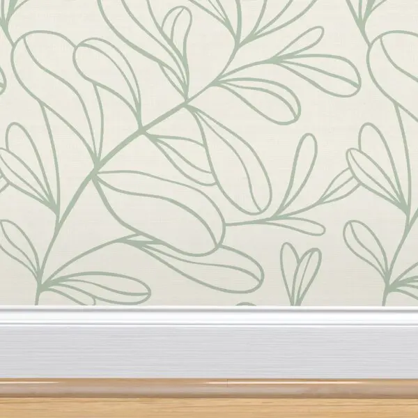 Spoonflower Botanic Sage 100% Natural Sisal Grasscloth Wallcovering
