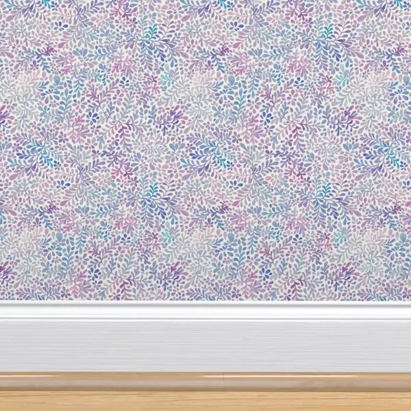 Spoonflower Watercolour Floral Small 100% Natural Sisal Grasscloth Wallcovering