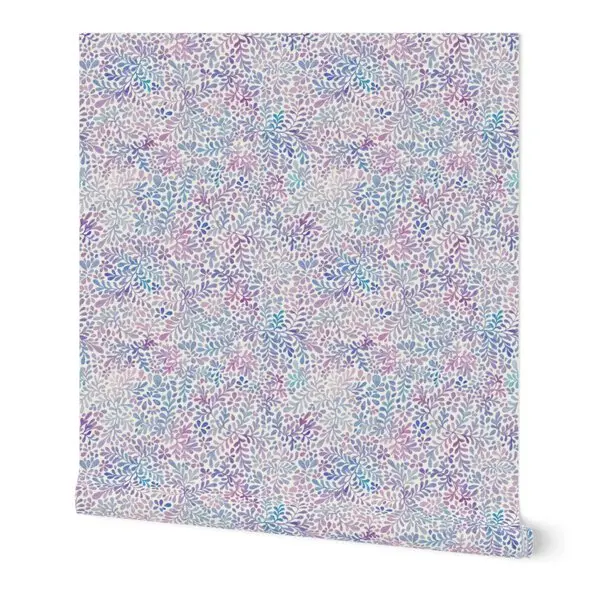 Spoonflower Watercolour Floral Small 100% Natural Sisal Grasscloth Wallcovering