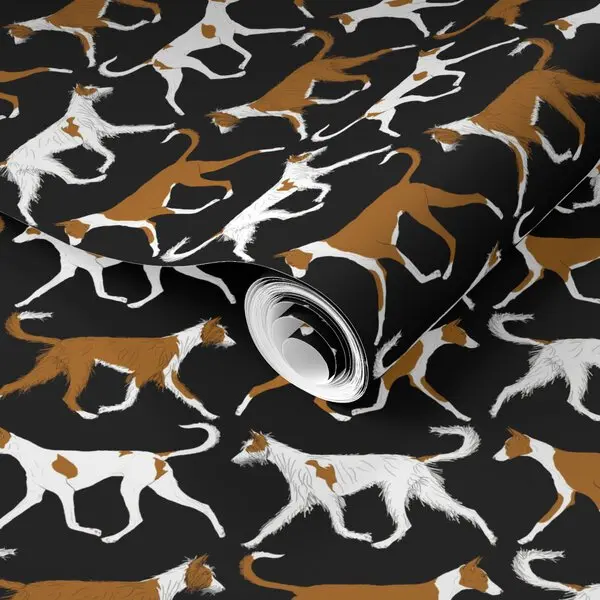 Spoonflower Dog Black Dogs Border Hounds Sighthounds Ibizan Traditional Wallpaper - Beige,black,brown