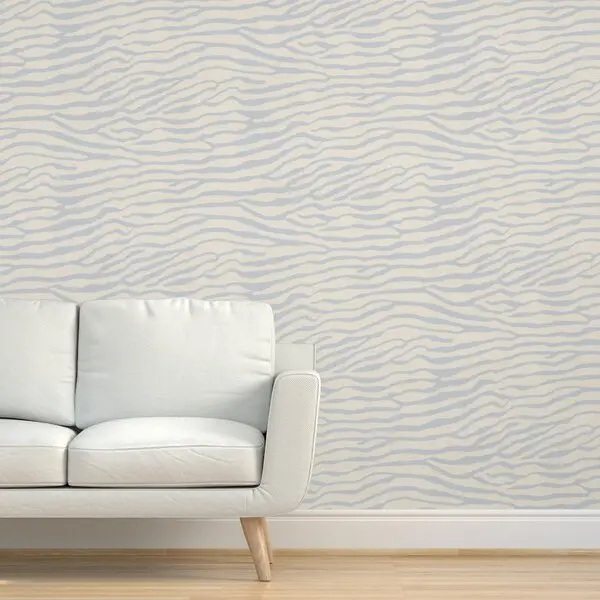 Spoonflower Water Stripes Zebra Waves Nursery Large Scale 100% Natural Sisal Grasscloth Wallcovering