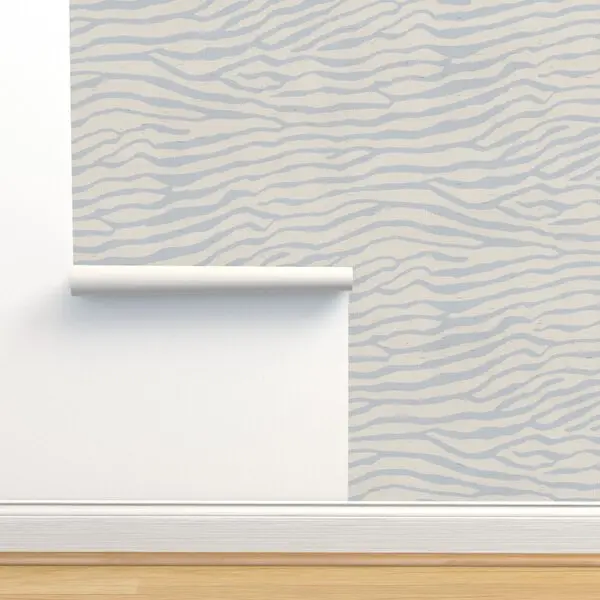 Spoonflower Water Stripes Zebra Waves Nursery Large Scale 100% Natural Sisal Grasscloth Wallcovering