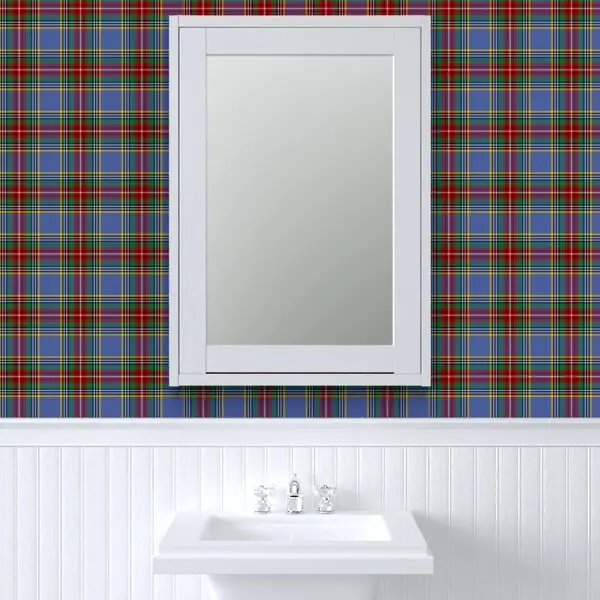 Spoonflower Tartan Plaid Scottish Blue Red Yellow Black Traditional Wallpaper - Blue,brown