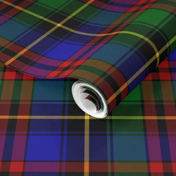 Spoonflower Deas Davidson Dhai Tartan Custom Removable Wallpaper - Black,red,green