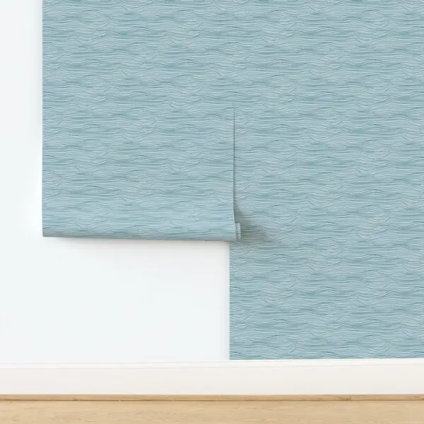 Spoonflower Sea Water Waves Calm Summer Ocean Serene Traditional Wallpaper