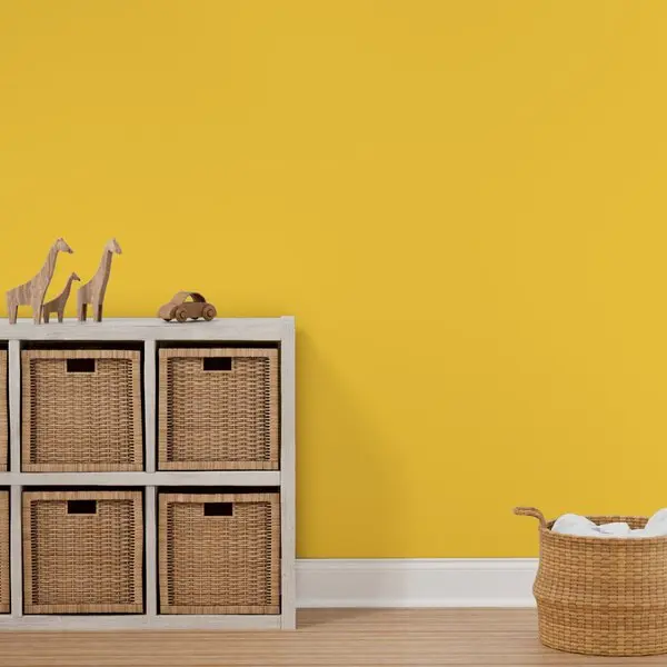 Spoonflower Coordinate Solid Dark Deep Veggie Rotini Custom Pre-pasted Wallpaper - Yellow