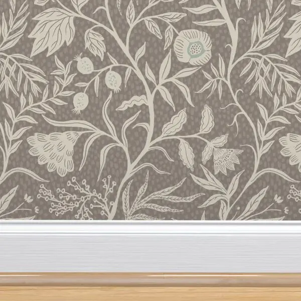 Spoonflower Brenna Brown Grey 100% Natural Sisal Grasscloth Wallcovering - Brown,gray,beige