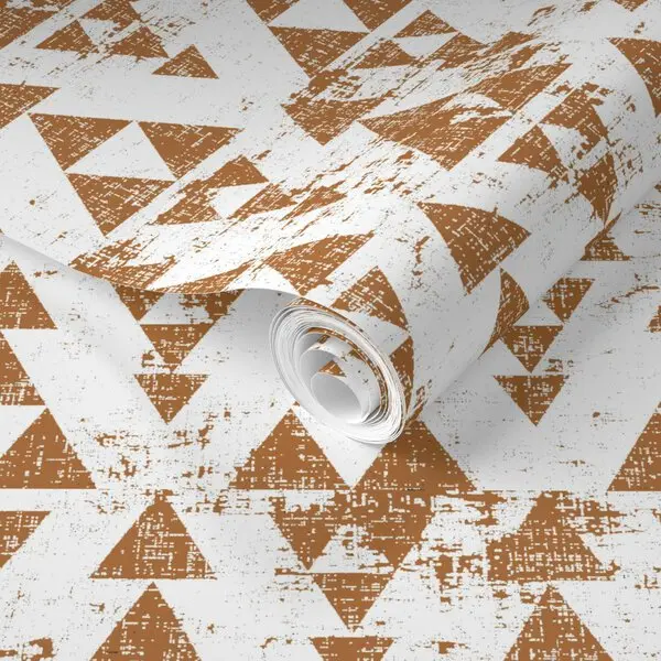 Spoonflower Brown Geometric Texture Triangle Copper Traditional Wallpaper - Brown,gray