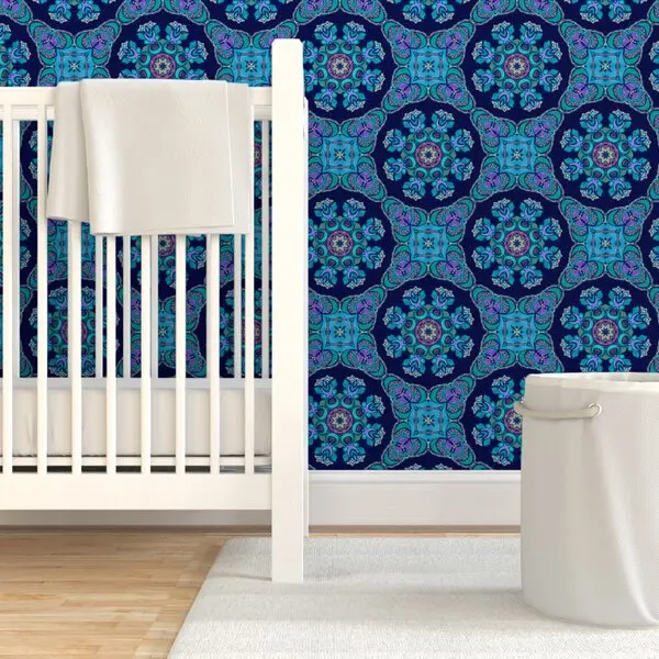 Spoonflower Geometric Cool Abstract Dark Kaleidoscope Traditional Wallpaper