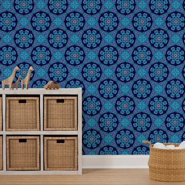 Spoonflower Geometric Cool Abstract Dark Kaleidoscope Traditional Wallpaper