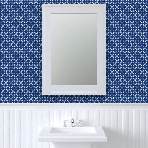 Spoonflower Shibori Indigo White Japanese Circles Modern Traditional Wallpaper