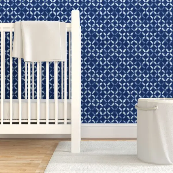 Spoonflower Shibori Indigo White Japanese Circles Modern Traditional Wallpaper