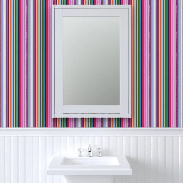 Spoonflower Multicolor Mexican Inspired Stripe Cinco Custom Removable Wallpaper
