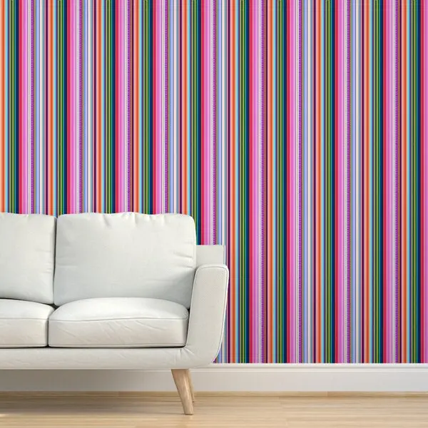 Spoonflower Multicolor Mexican Inspired Stripe Cinco Custom Removable Wallpaper