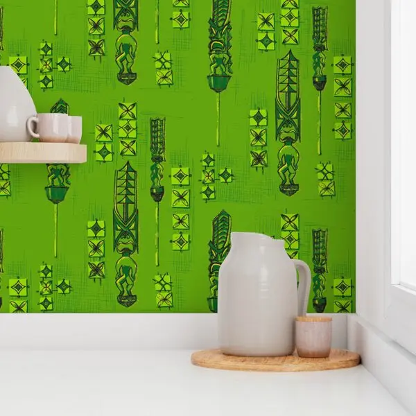 Spoonflower Tiki Tapa Hawaiian Aloha Wear Modern Traditional Wallpaper