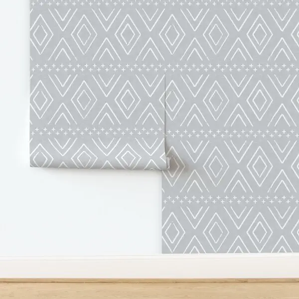 Spoonflower Grey Trendy Decor Mid Century Custom Pre-pasted Wallpaper