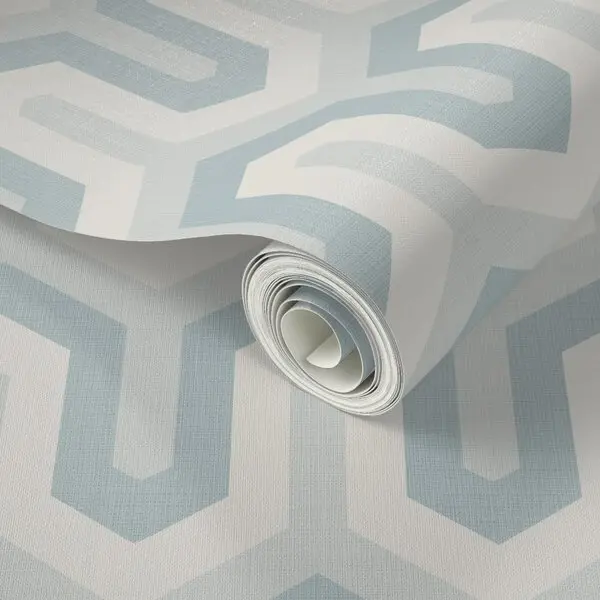 Spoonflower Cream Grey Modern Geometric Aqua Custom Pre-pasted Wallpaper - Gray,blue,aqua