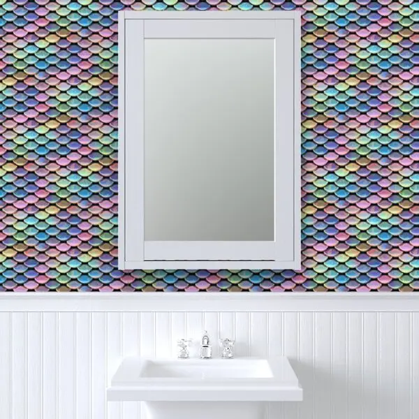 Spoonflower Scales Mermaid Fish Dragon Abstract Traditional Wallpaper