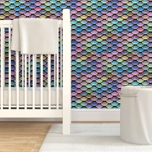 Spoonflower Scales Mermaid Fish Dragon Abstract Traditional Wallpaper