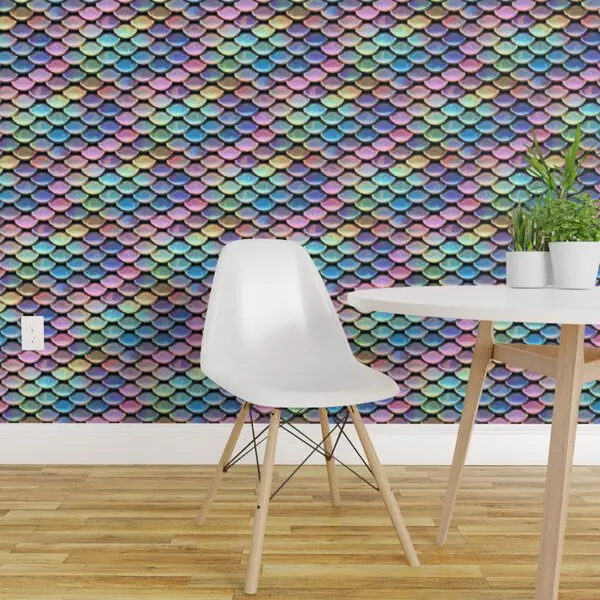 Spoonflower Scales Mermaid Fish Dragon Abstract Traditional Wallpaper