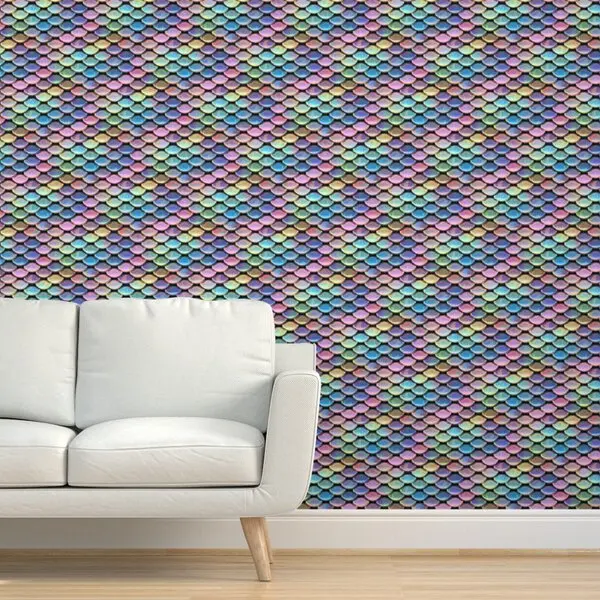 Spoonflower Scales Mermaid Fish Dragon Abstract Traditional Wallpaper
