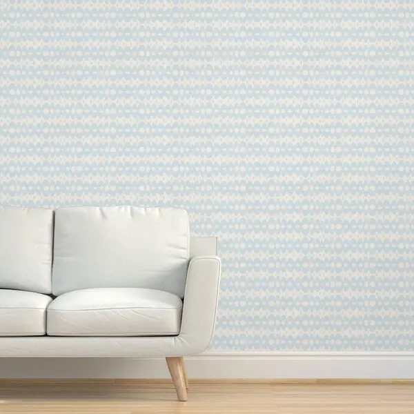 Spoonflower White Waves Ocean Beach Shells Palm 100% Natural Sisal Grasscloth Wallcovering
