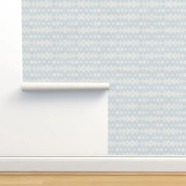 Spoonflower White Waves Ocean Beach Shells Palm 100% Natural Sisal Grasscloth Wallcovering