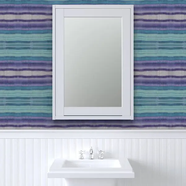 Spoonflower Stripe Layers Stone Geode Geology Fluorite Traditional Wallpaper