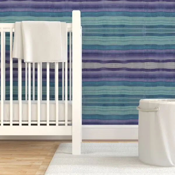 Spoonflower Stripe Layers Stone Geode Geology Fluorite Traditional Wallpaper