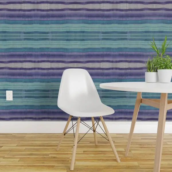 Spoonflower Stripe Layers Stone Geode Geology Fluorite Traditional Wallpaper