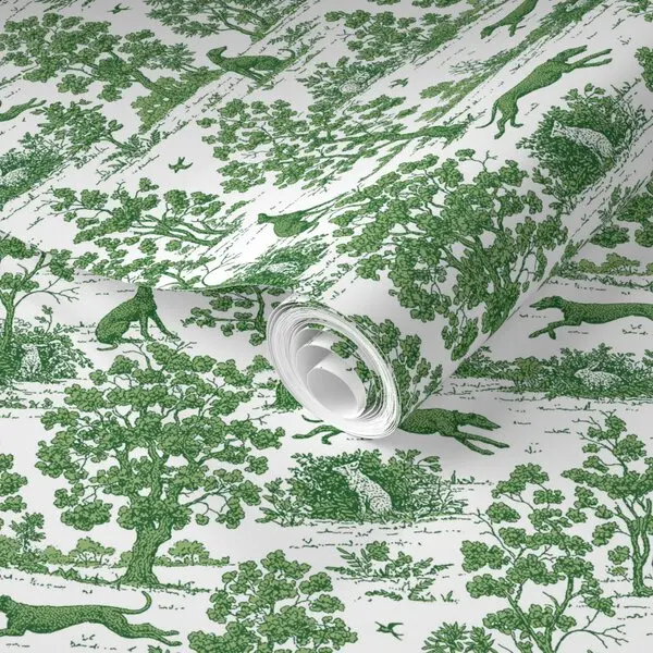 Spoonflower Birds Rabbit Dogs Fox Toile Greyhound Traditional Wallpaper