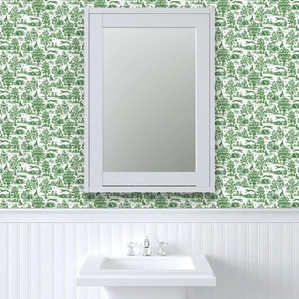 Spoonflower Birds Rabbit Dogs Fox Toile Greyhound Traditional Wallpaper