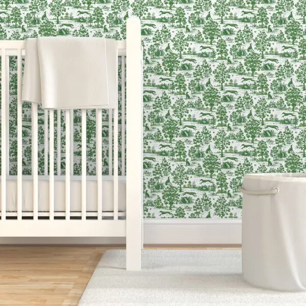 Spoonflower Birds Rabbit Dogs Fox Toile Greyhound Traditional Wallpaper