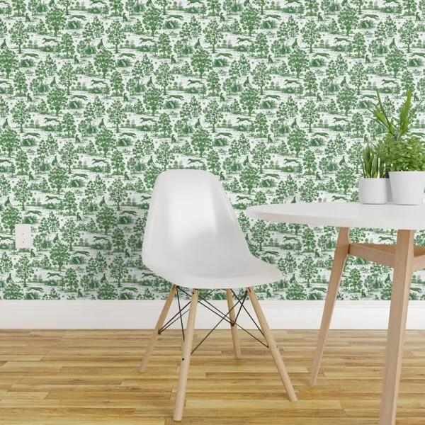 Spoonflower Birds Rabbit Dogs Fox Toile Greyhound Traditional Wallpaper