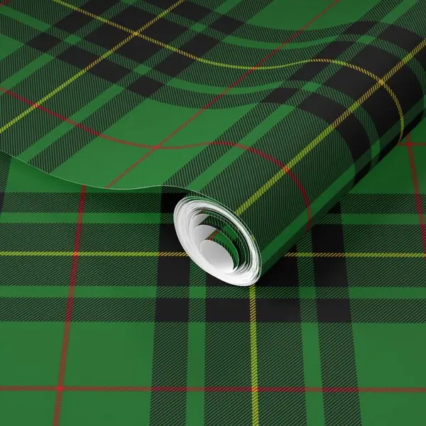 Spoonflower Black Green Yellow Plaid Red Tartan Scottish Traditional Wallpaper - Green,brown