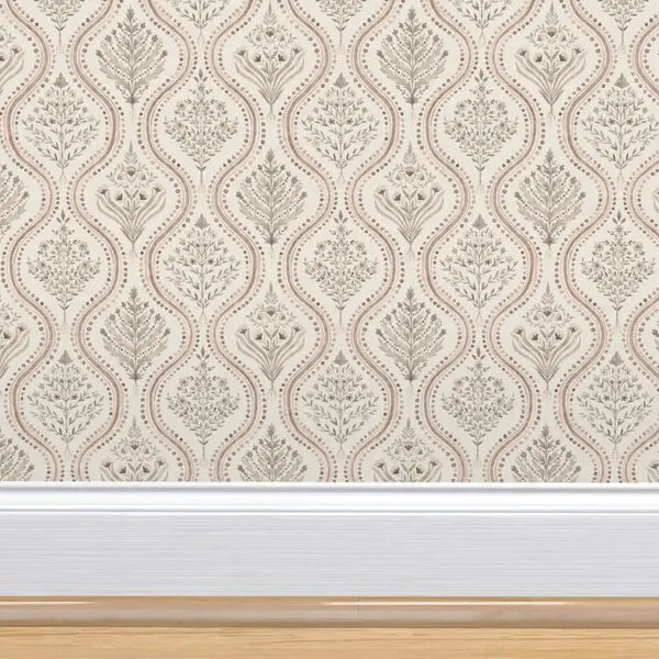 Spoonflower Monticello Rose And 100% Natural Sisal Grasscloth Wallcovering - Brown