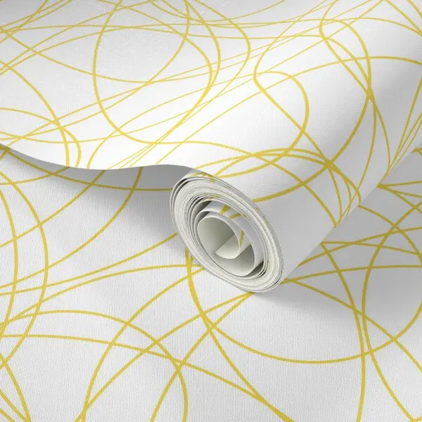 Spoonflower Illuminating Yellow White Geometric Circles Traditional Wallpaper - White,green