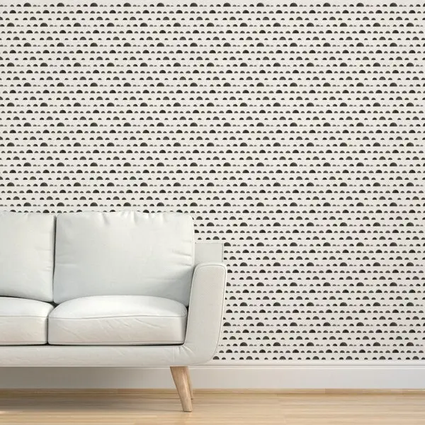 Spoonflower Mod Pebbles In A Row Monochrome 100% Natural Sisal Grasscloth Wallcovering