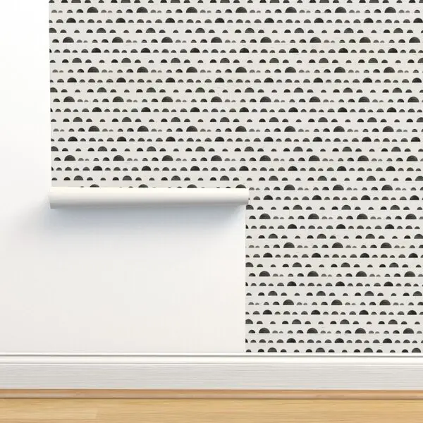 Spoonflower Mod Pebbles In A Row Monochrome 100% Natural Sisal Grasscloth Wallcovering