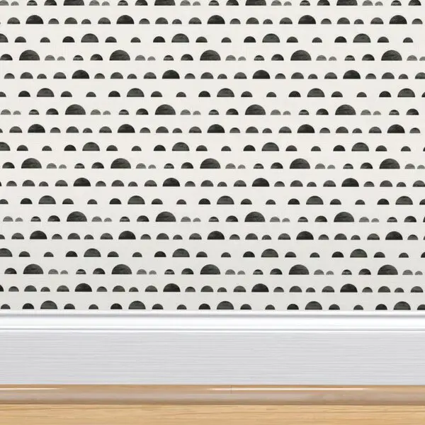 Spoonflower Mod Pebbles In A Row Monochrome 100% Natural Sisal Grasscloth Wallcovering